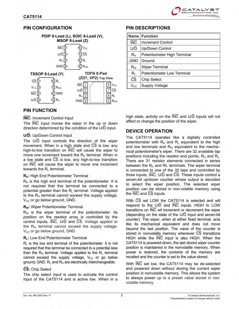 CAT5114 datasheet page 2