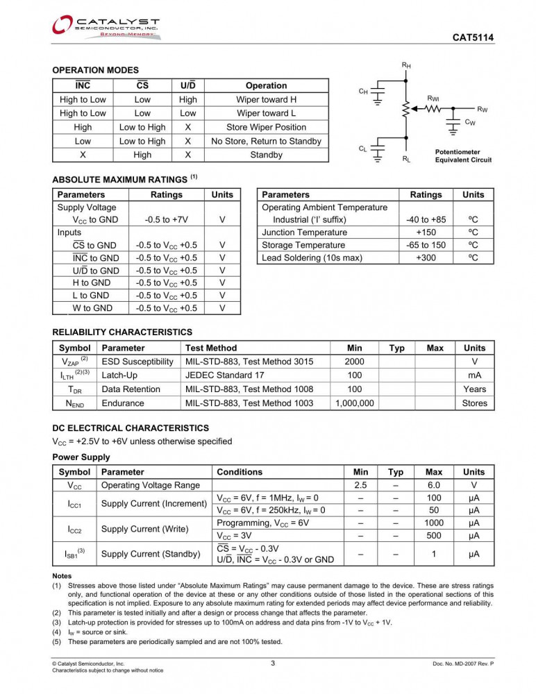 CAT5114 datasheet page 3