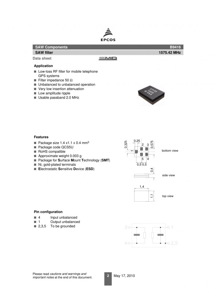 B9416 datasheet page 2