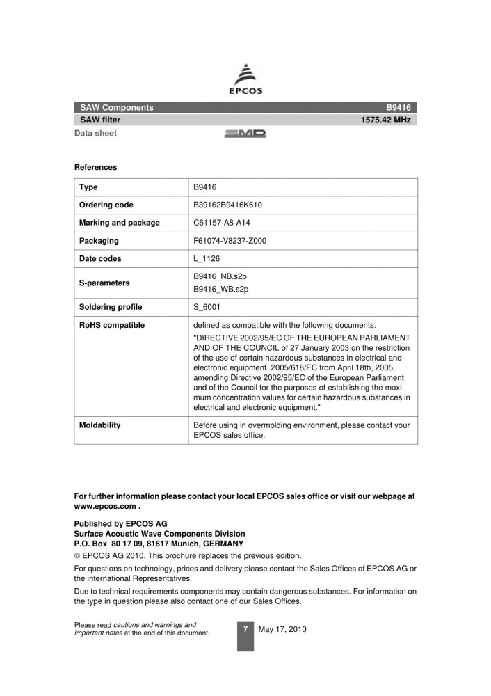 B9416 datasheet page 7
