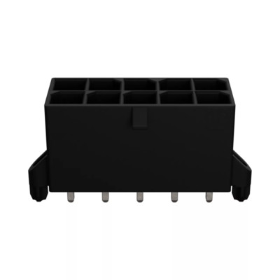 Mega-Fit Vertical Header, 5.70mm Pitch, Through Hole, Dual Row, 10 Circuits, 0.76µm Gold (Au) Plating, 3.73mm Tail Length, Glow-Wire Capable, Tape and Reel, Black for sale