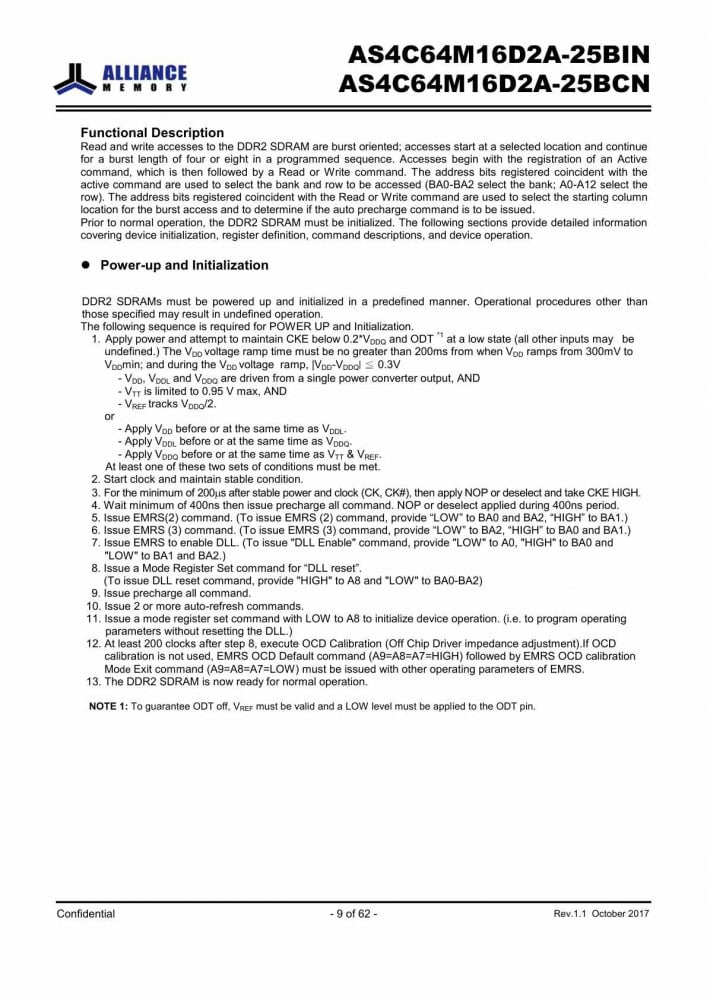 AS4C64M16D2A datasheet page 9
