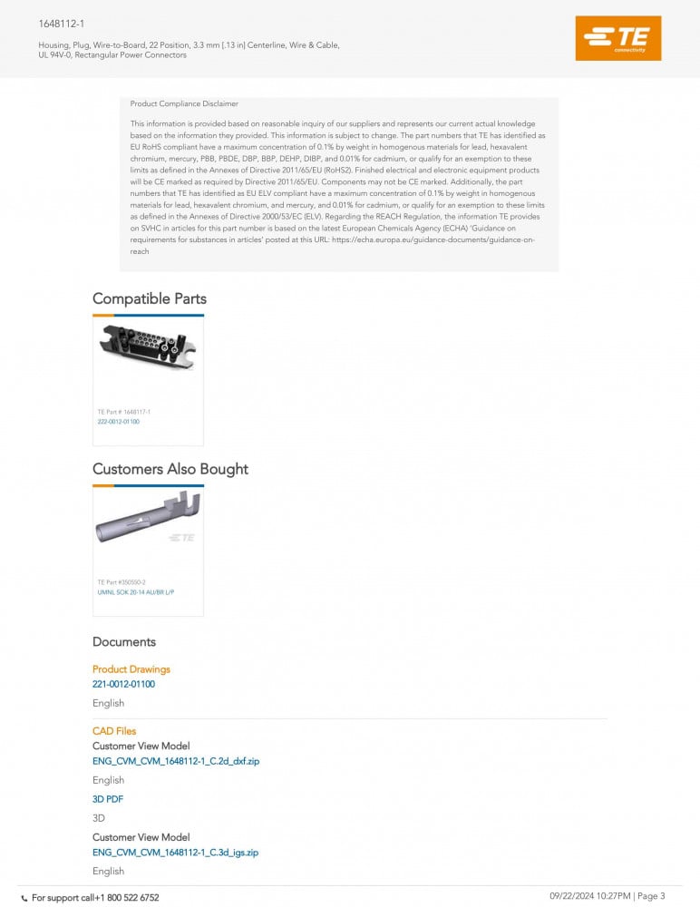 TE Connectivity 1648112-1 document page 3