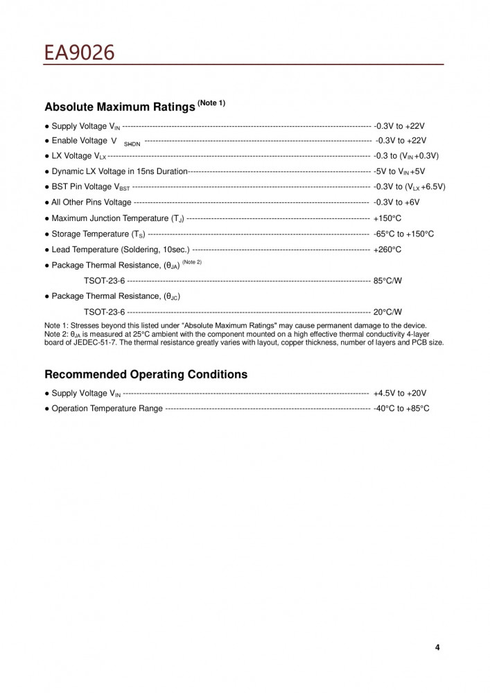 EA9206 datasheet page 4