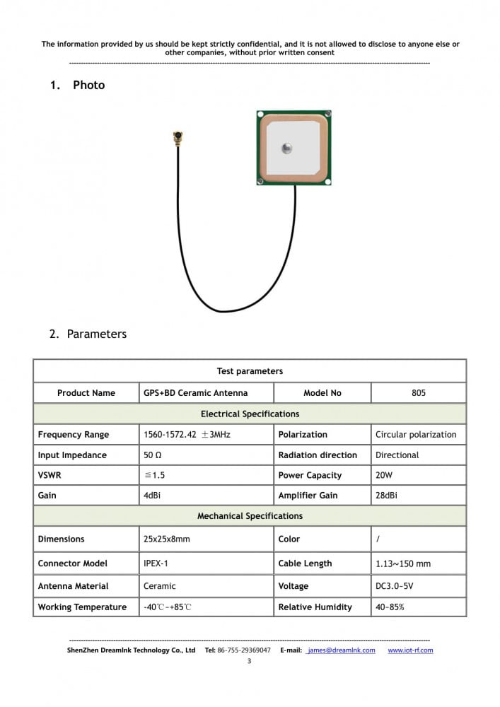 DreamLNK 805 specification page 3