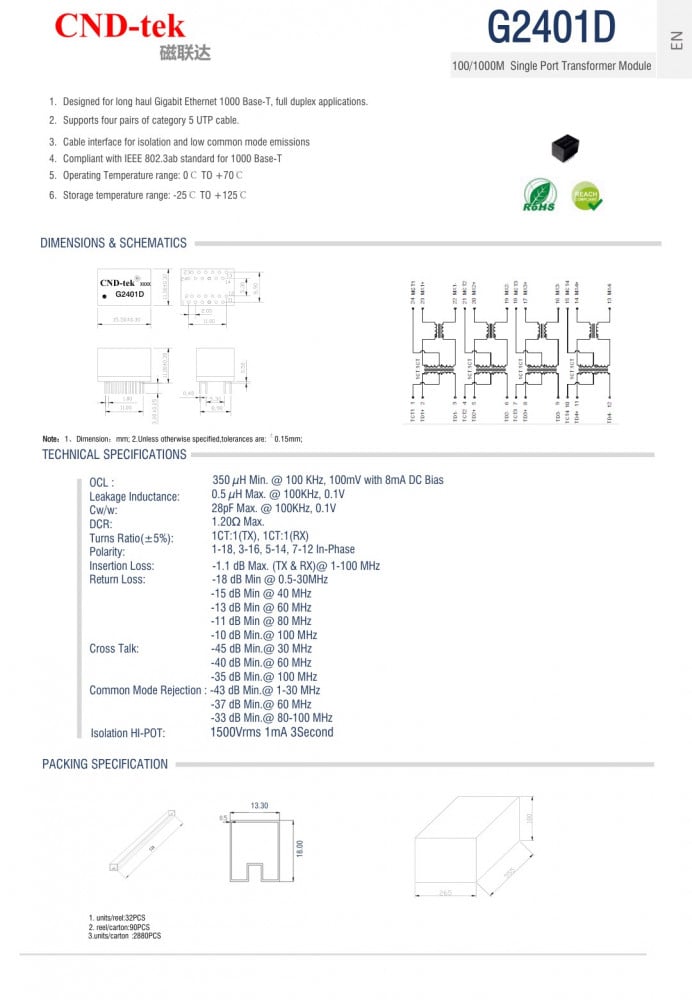 CND-tek G2401D technical document page