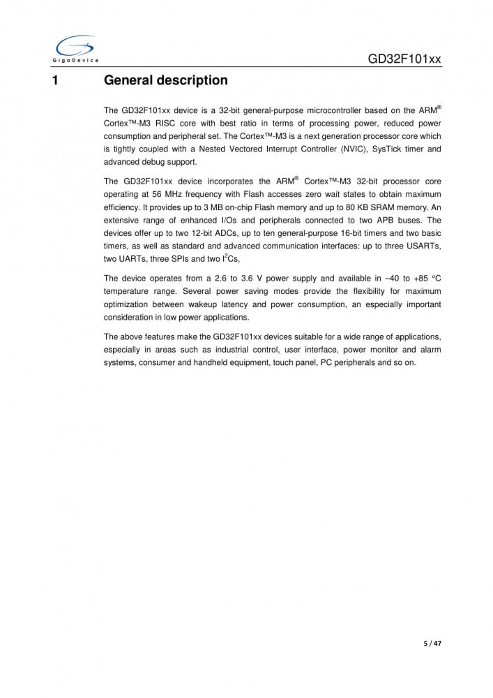 GD32F101xx datasheet page 6