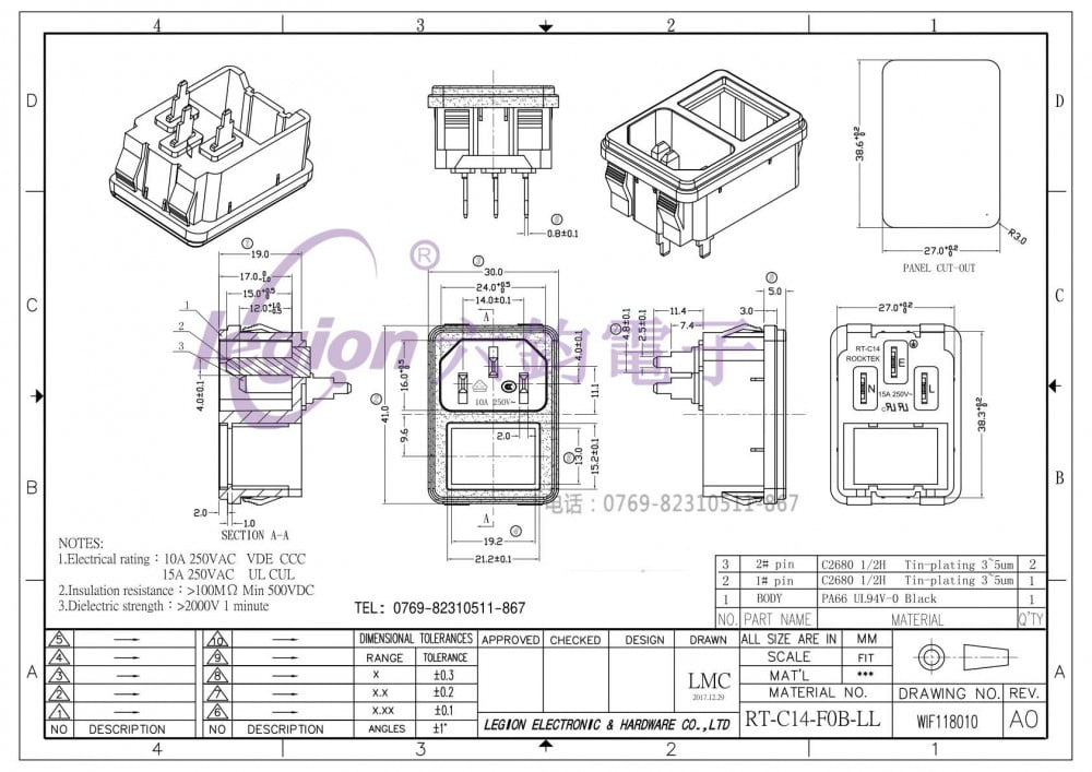 Legion RT-C14-F0B-LL technical document preview