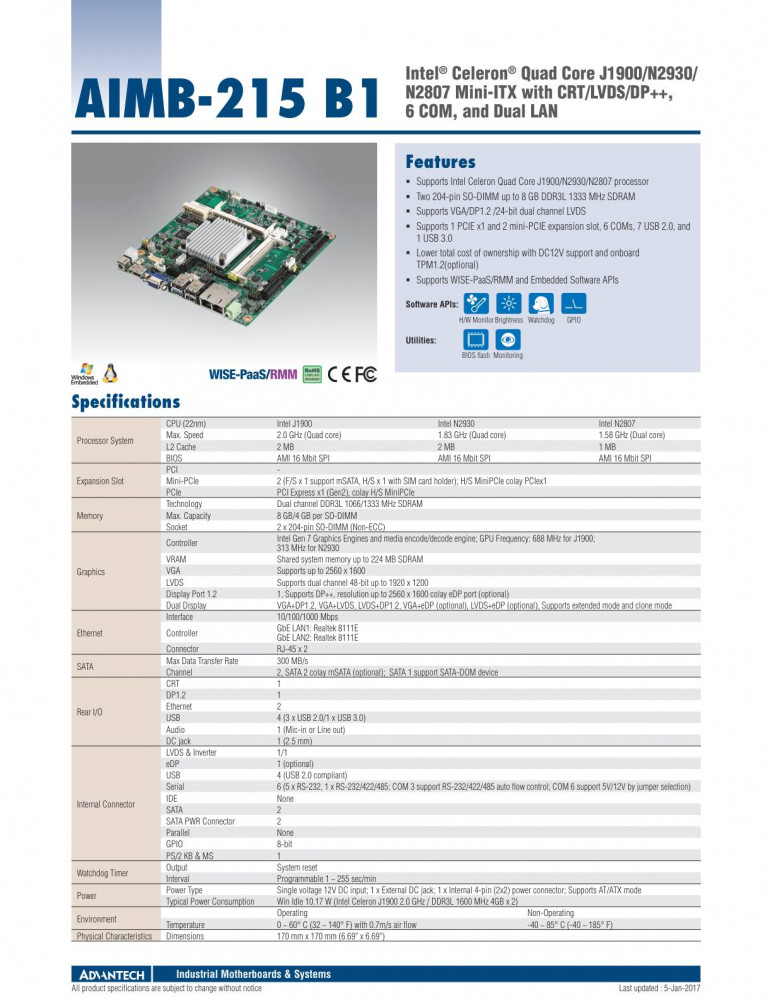 AIMB-215 technical document page 1