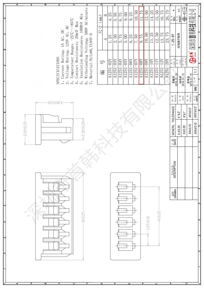 SHOU HAN 1.25-8Y approval specification page 1