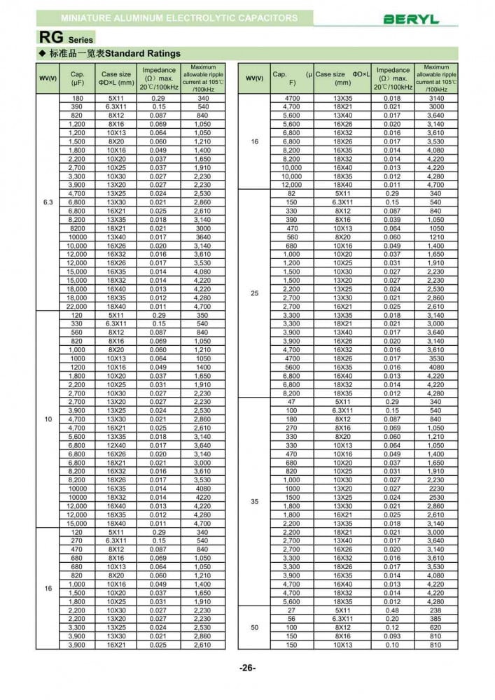 BERYL RG Series datasheet page 2