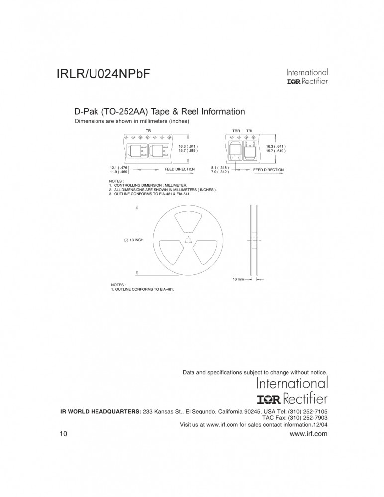 IRLR024NTRPBF datasheet page 10