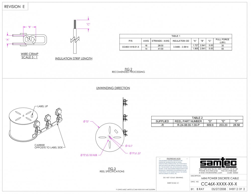 Samtec CC46R-1416-01-L technical drawing page 2