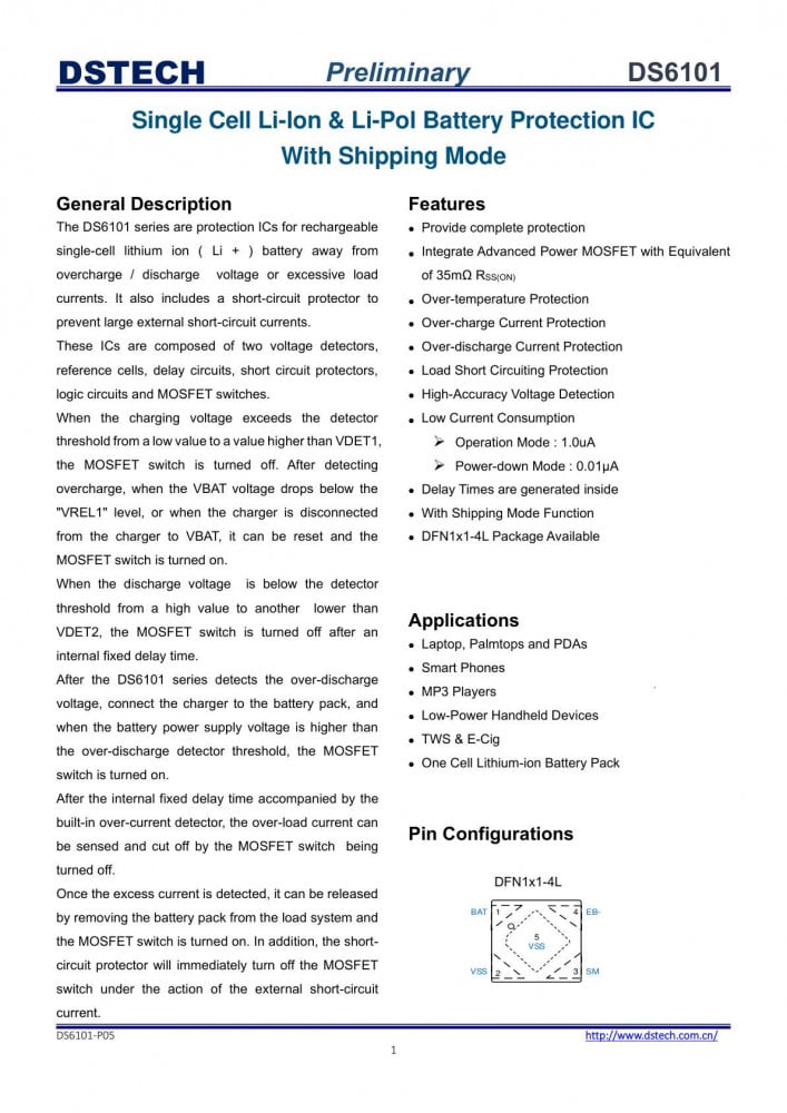 DS6101AED4 datasheet page 1