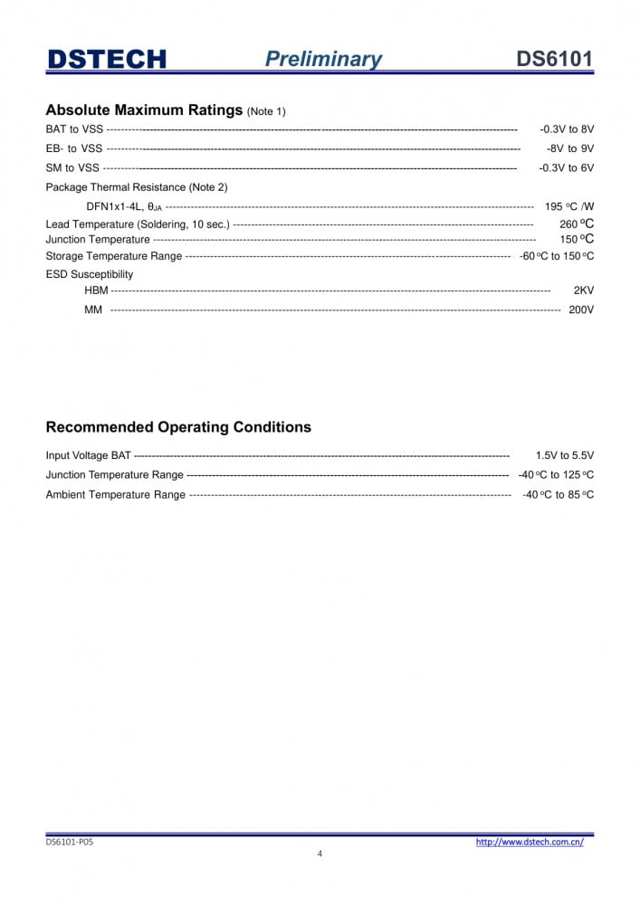 DS6101AED4 datasheet page 4