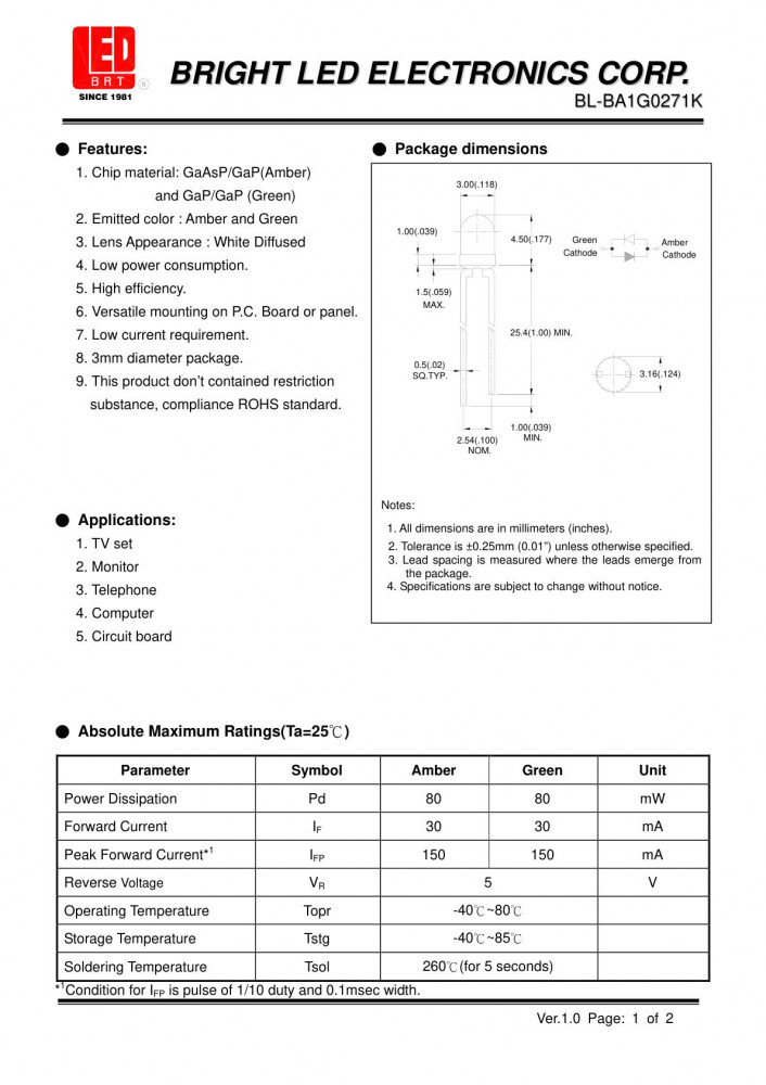 BL-BA1G0271K datasheet page 1