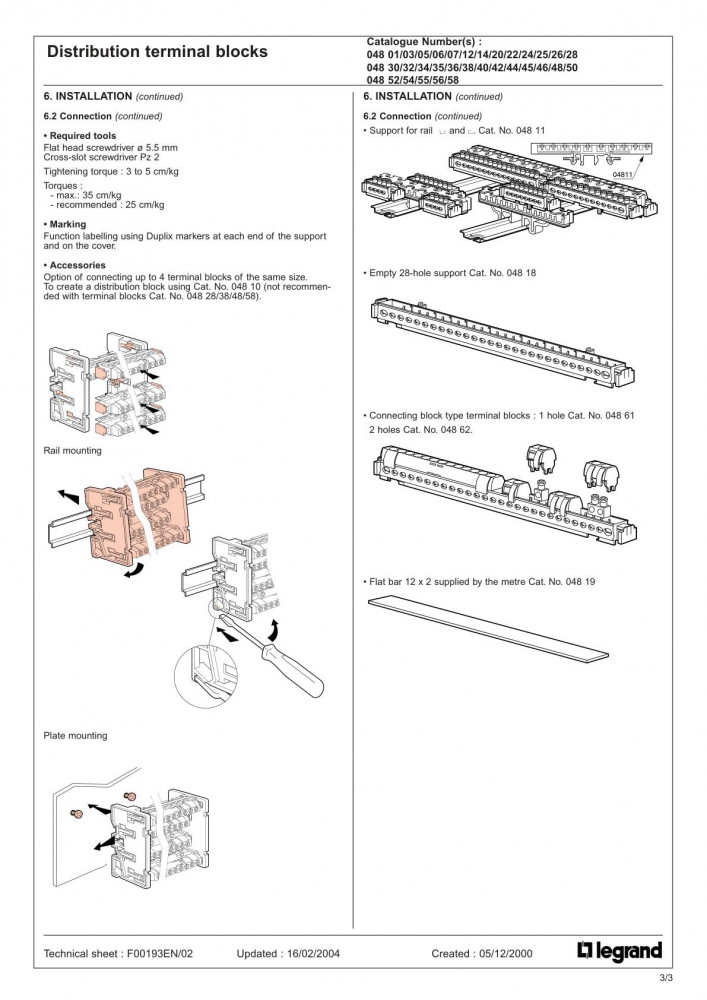 Legrand distribution terminal blocks catalogue page 3