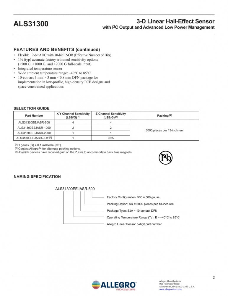 ALS31300 datasheet page 2