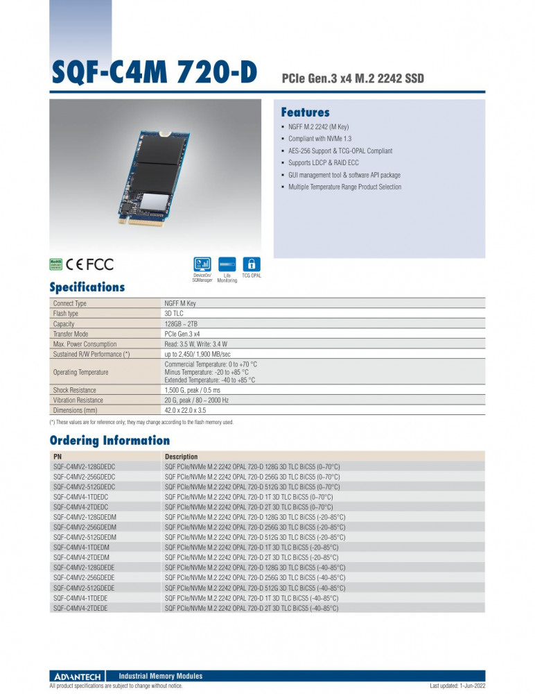 ADVANTECH SQF-C4M 720-D product document preview