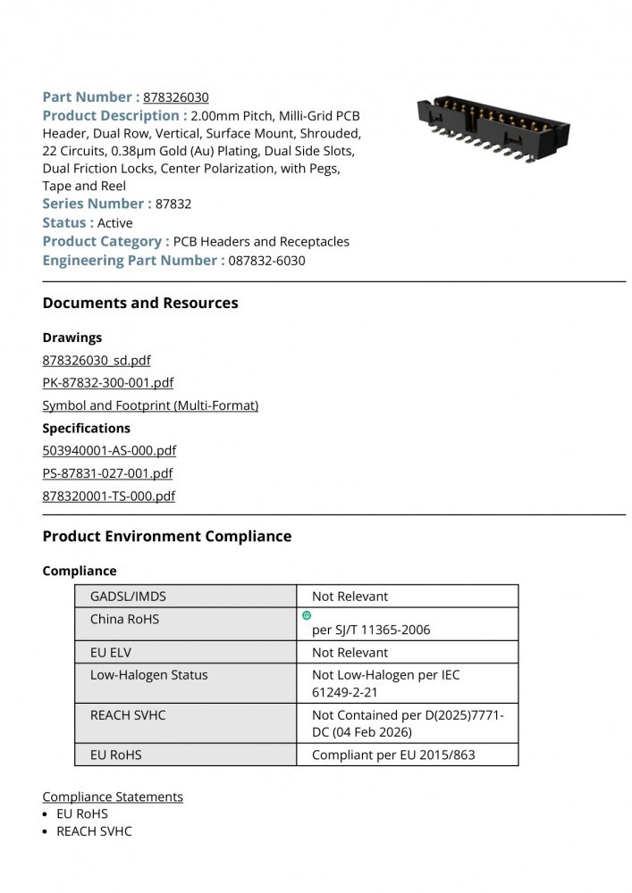 MOLEX 878326030 technical document image 1
