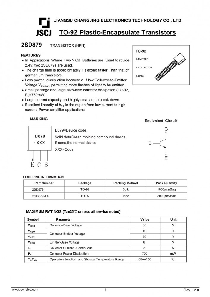 2SD879 datasheet page 1