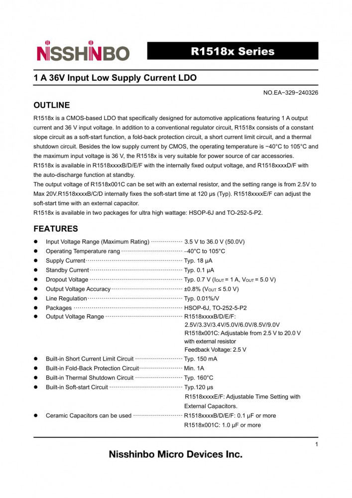 R1518 datasheet page 1