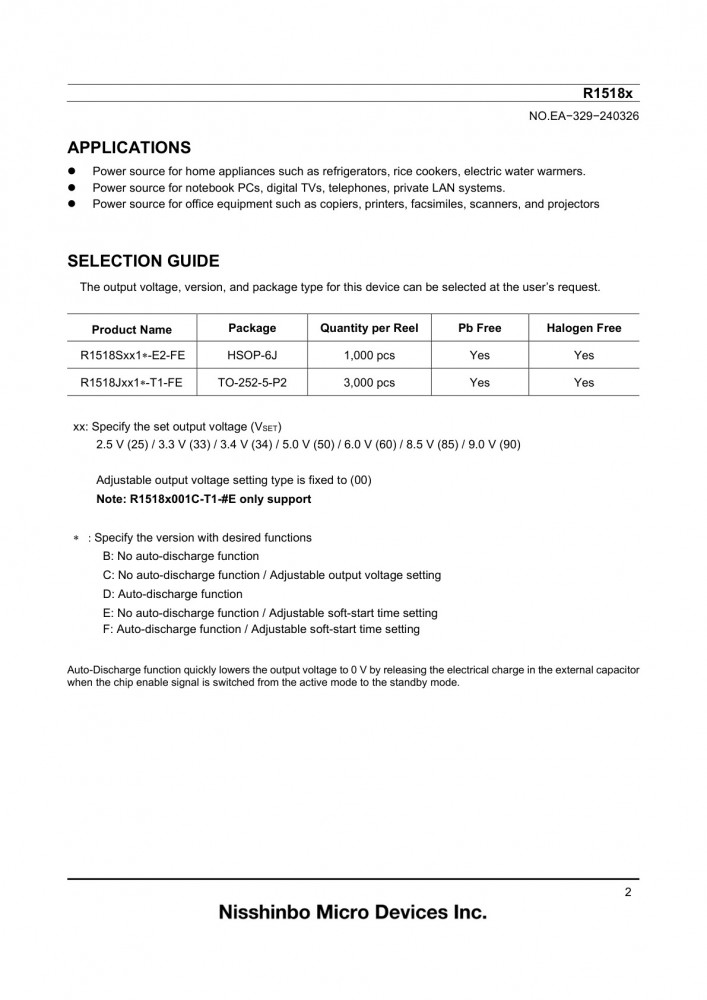 R1518 datasheet page 2