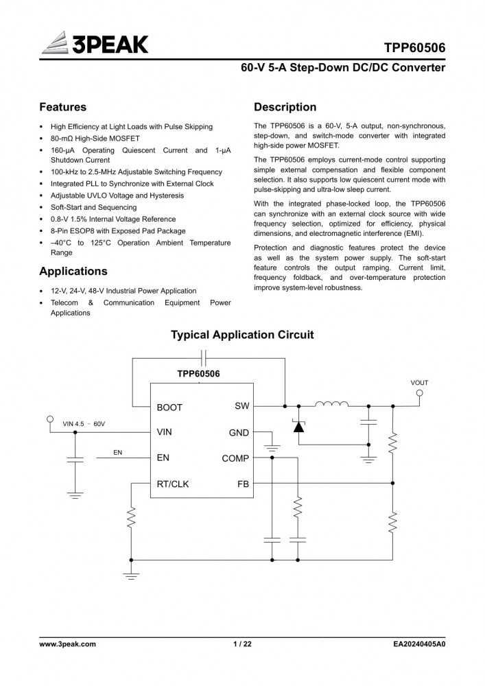 TPP60506-ES1R datasheet page 1