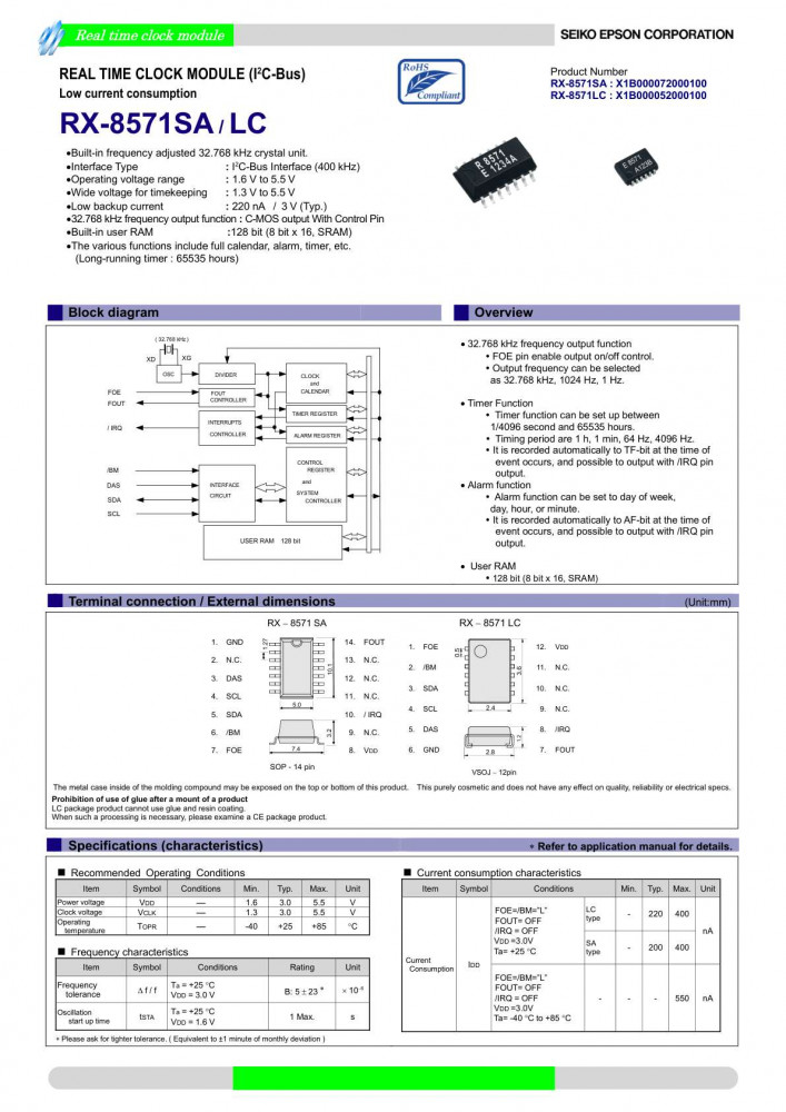 EPSON RX-8571LC:B PURE SN technical document page 1