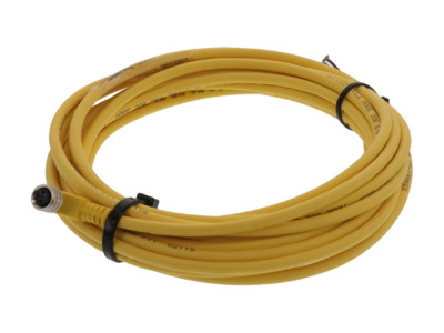 Nano-Change (M8) Single-Ended Cordset, 3 Poles, A-Coded, Male (Straight) to Pigtail, 24 AWG, PUR Cable, 5.0m (16.40') Length