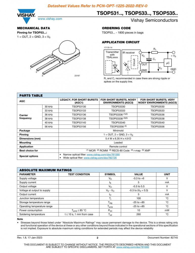 TSOP53130 datasheet page 2