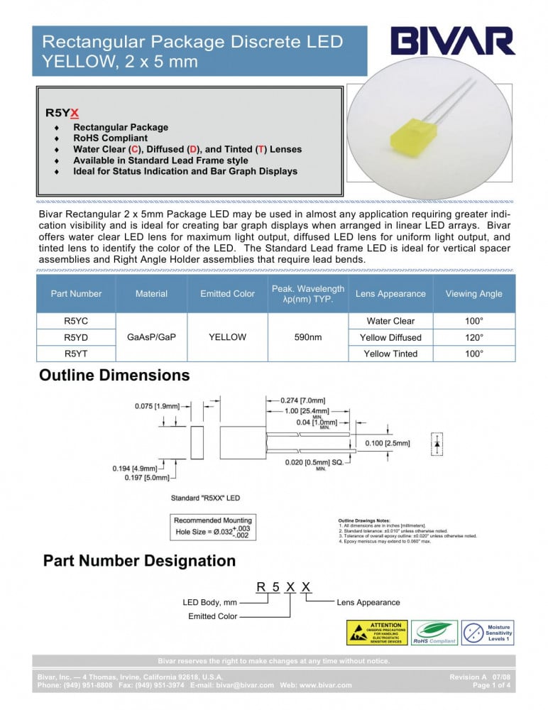 BIVAR R5YD datasheet page 1