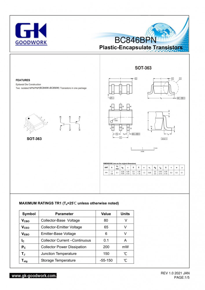 BC846BPN datasheet page 1