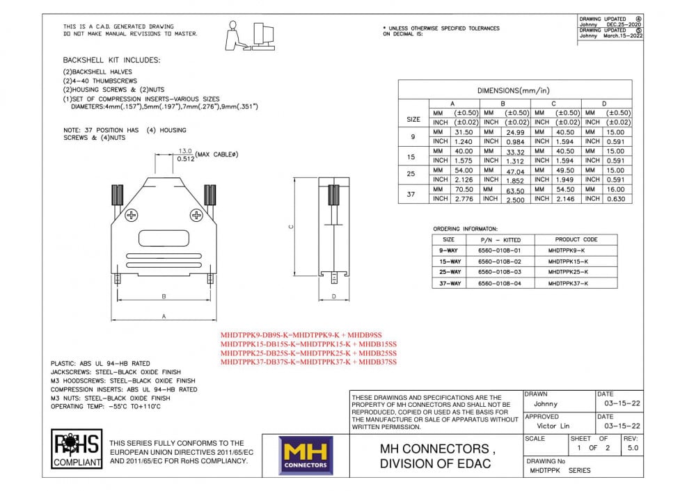MHDTPPK series backshell drawing