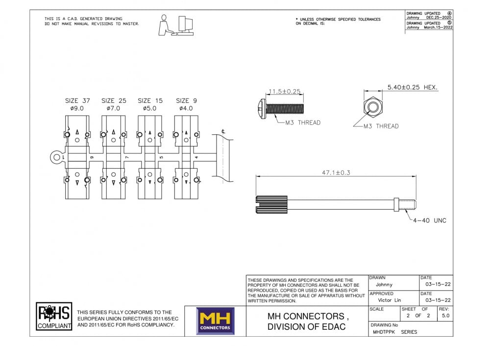 DB25S connector drawing