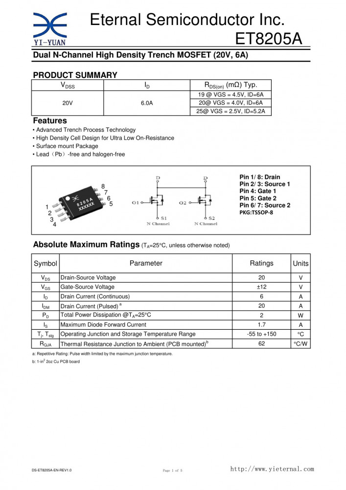 ET8205A datasheet page 1