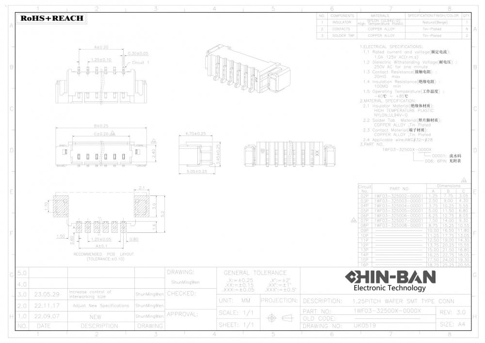 CHIN-BAN 1WF03-325004-00001 technical drawing