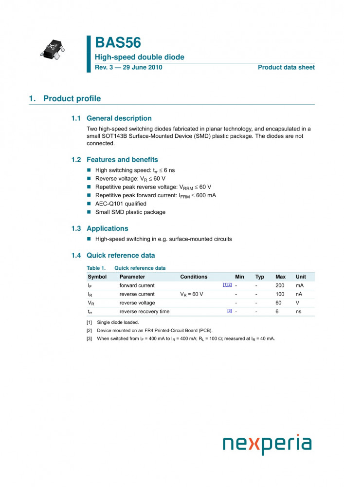 BAS56,215 datasheet page 1