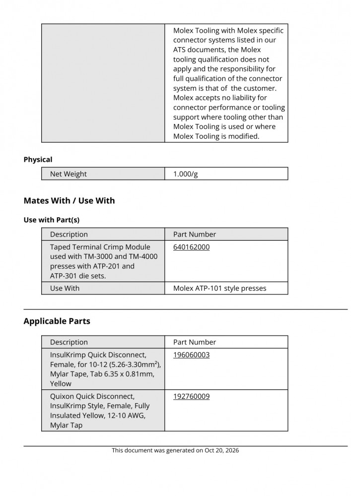 Technical document image 3 for MOLEX 190270014