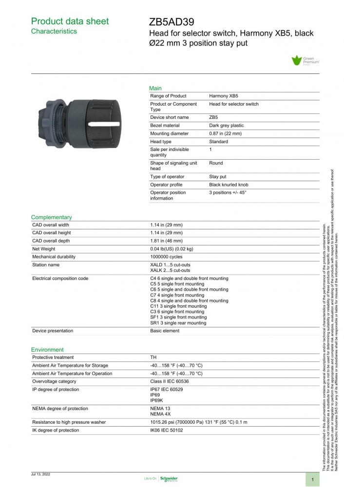 ZB5AD39 technical document page 1