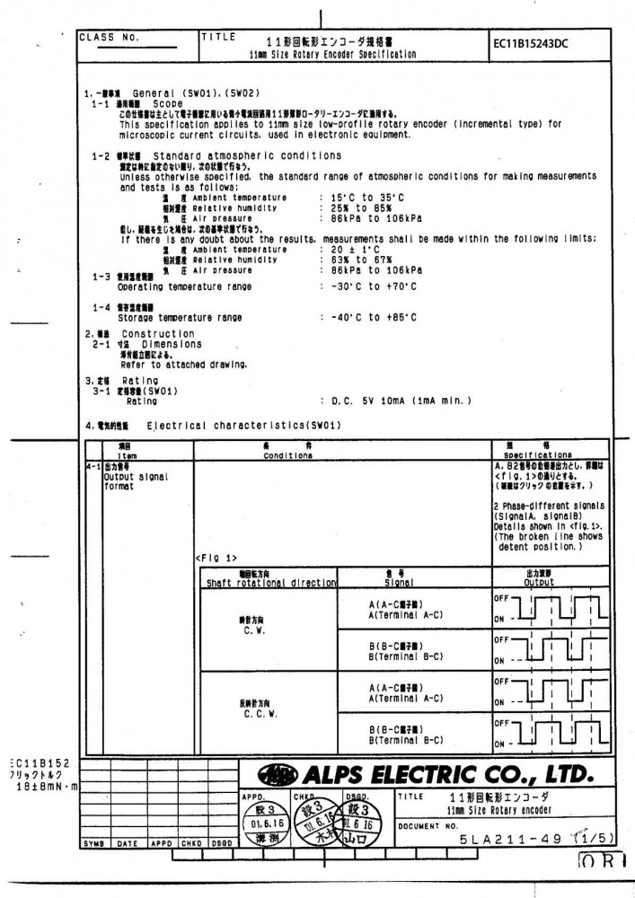 EC11B15243DC specification page 1