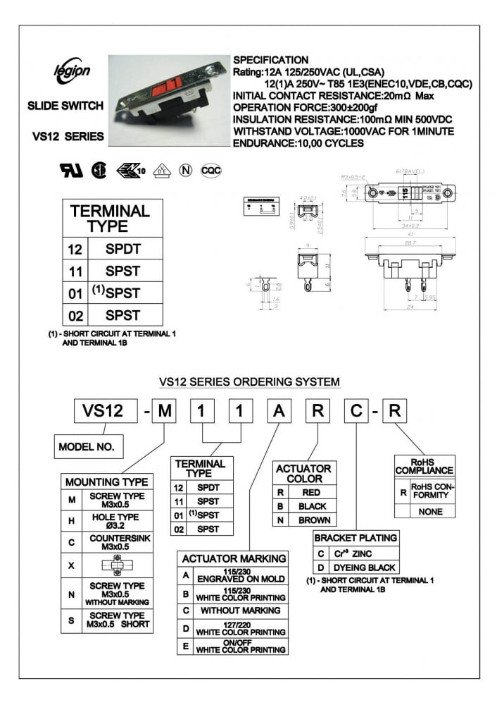 Legion VS12 series technical document page 1