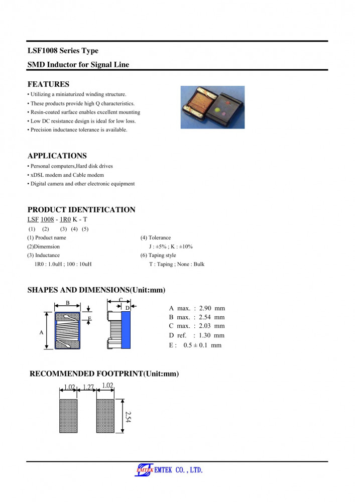 EMTEK LSF1008 datasheet page 1