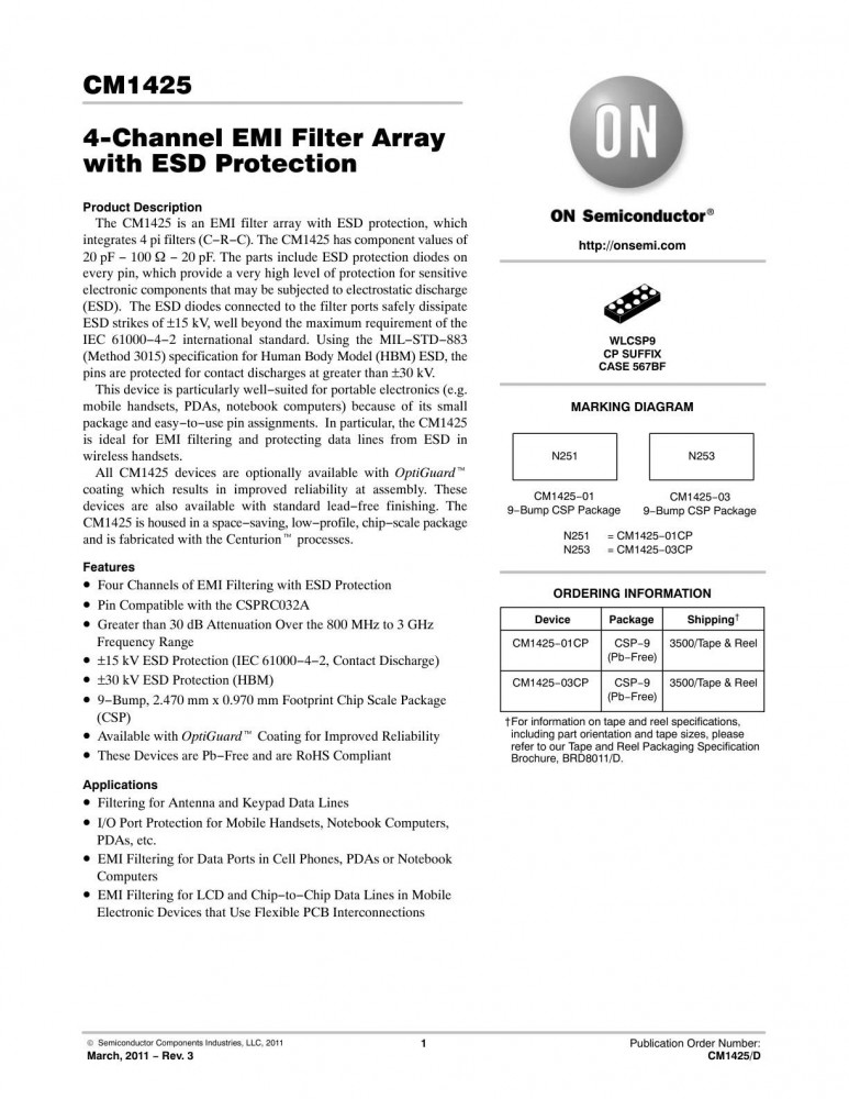 CM1425 datasheet page 1