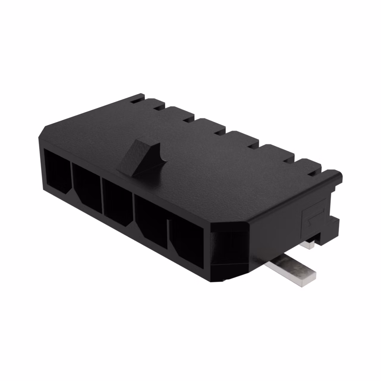 Micro-Fit+ Right-Angle Header, Surface Mount, 3.00mm Pitch, Single Row, 5 Circuits, 0.76µm Gold (Au) Plating, Glow-Wire Capable, Solder Nail, Black, Tape and Reel for sale