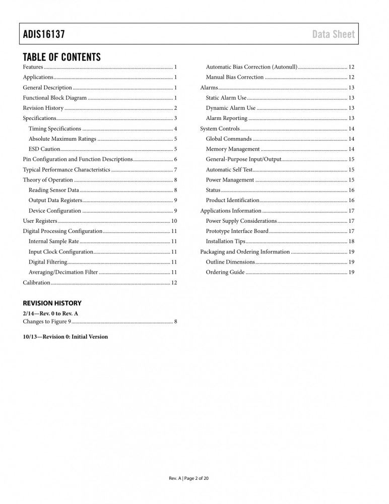 ADIS16137 datasheet page 2