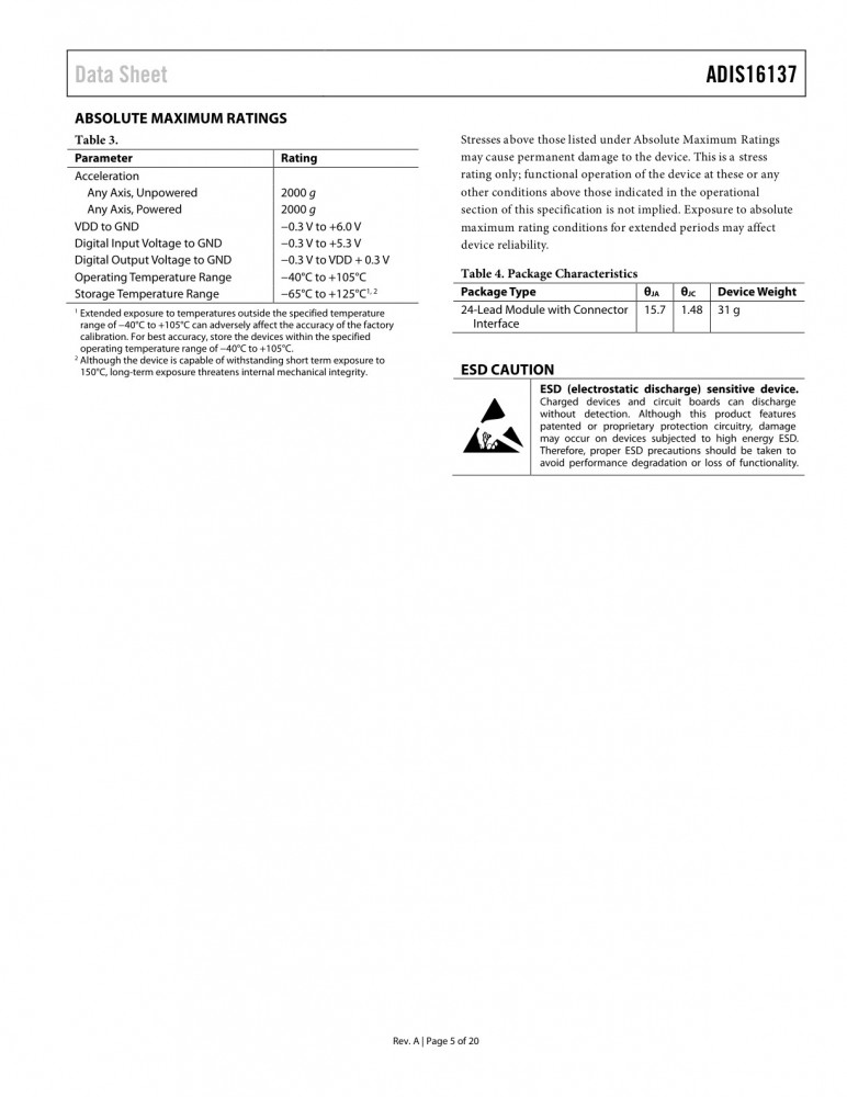 ADIS16137 datasheet page 5