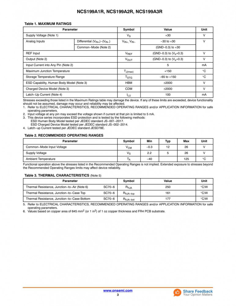 NCS199A1R datasheet page 3