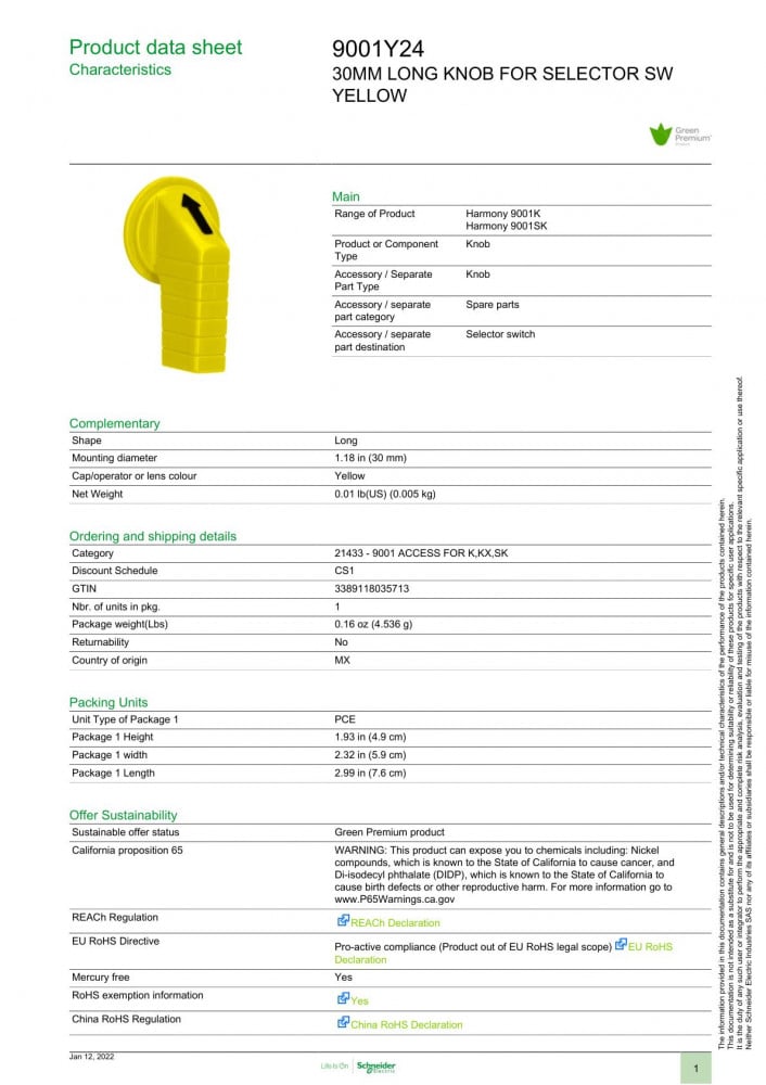 9001Y24 technical document page 1