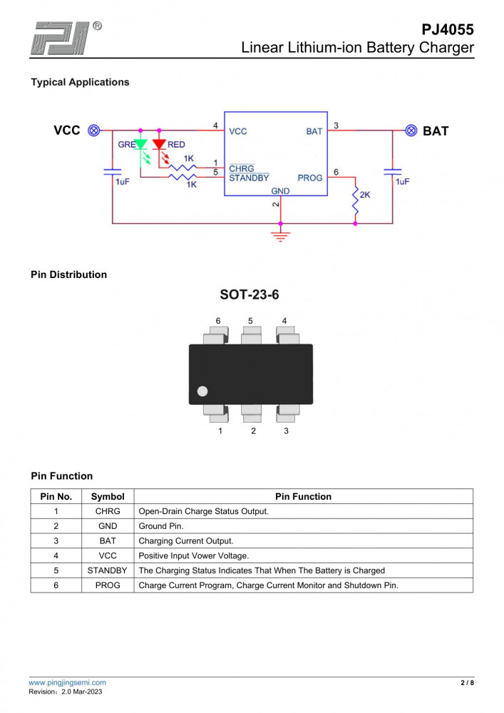 PJ4055A20SG technical document page 2